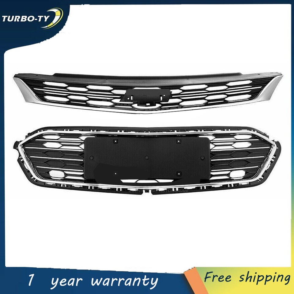 Front Bumper Cover & Front Upper and Lower Grille Grill For Chevy Cruze ...