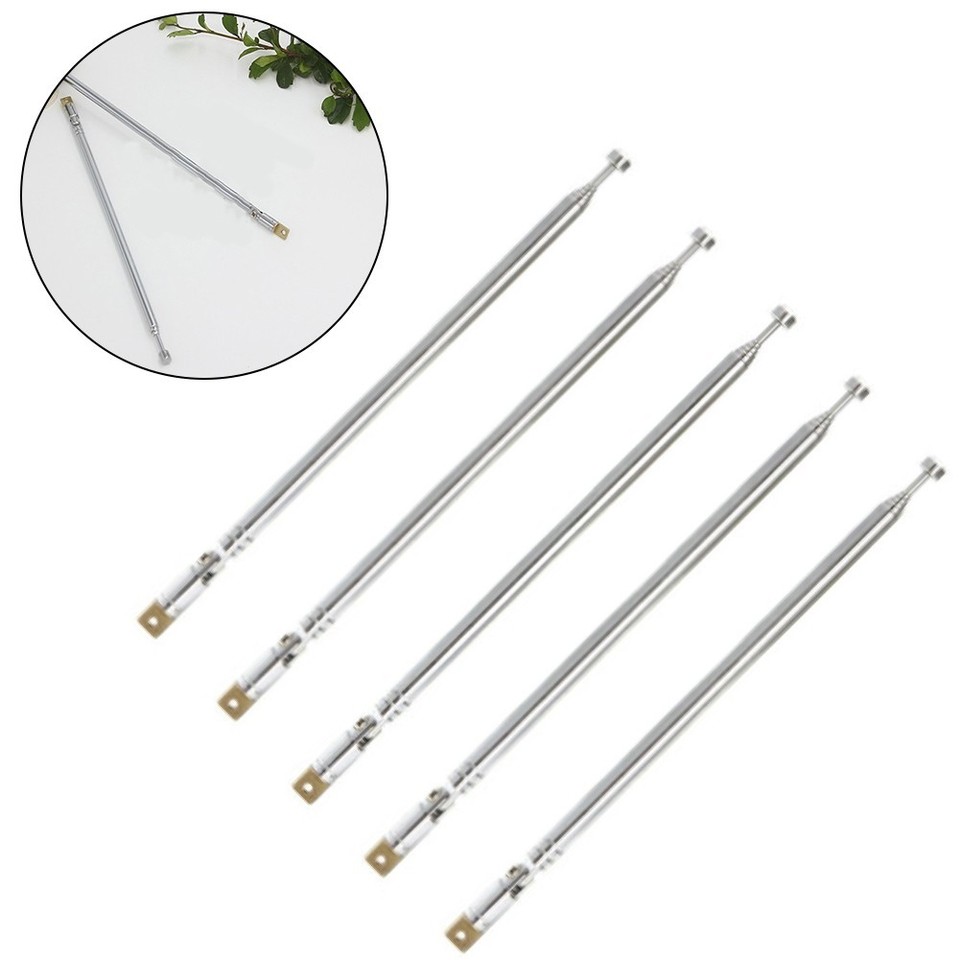 5PCS Telescopic Antennas 4 Section Adjustable for Radio TV Devices 60cm ...