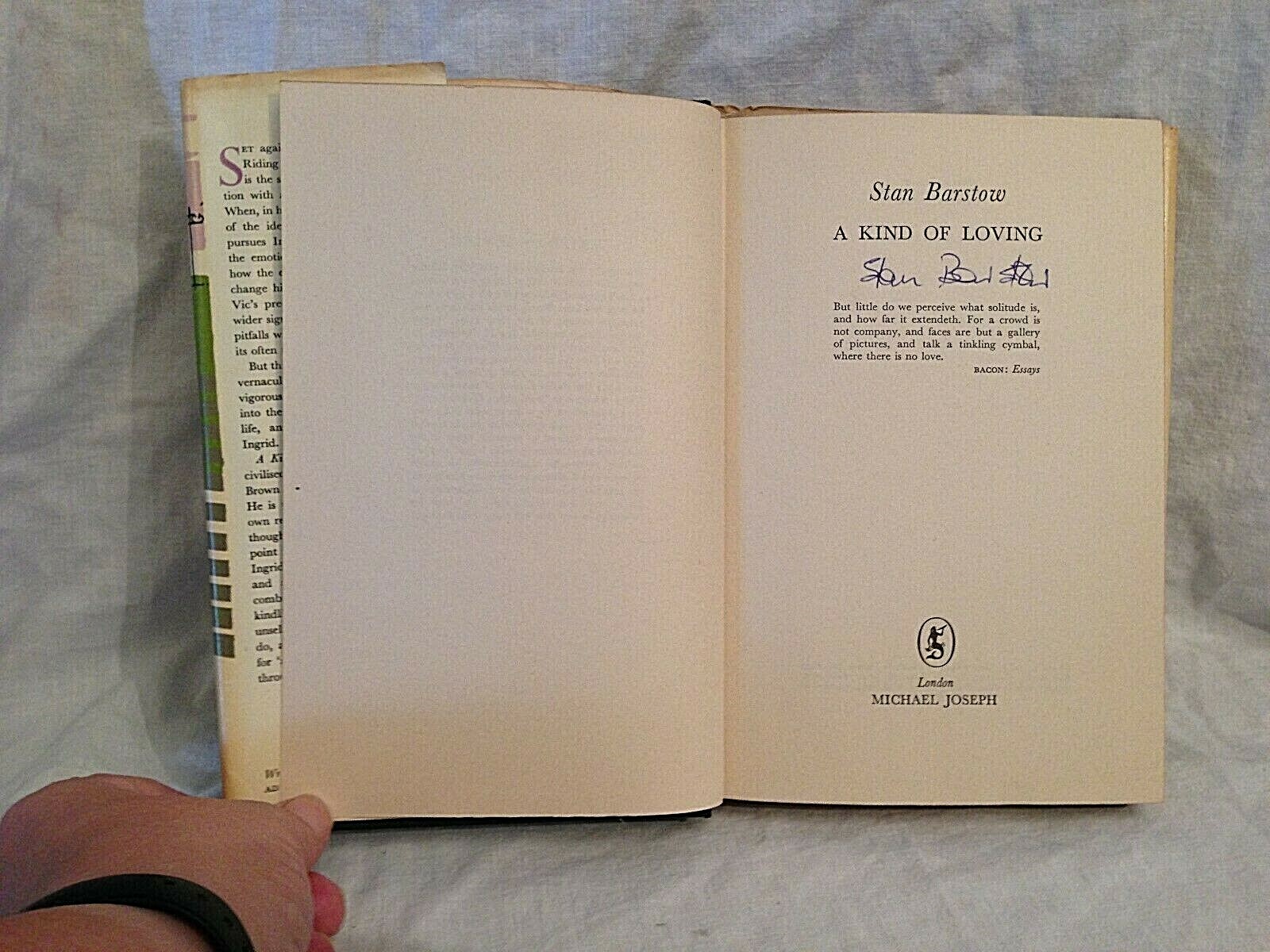 Stan Barstow - Signed - A Kind of Loving - 1st Joseph 1960, DW - Very ...