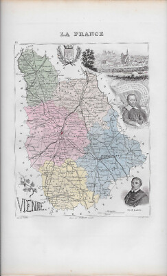 VIENNE. CARTE 1877. ATLAS FRANCE & SES COLONIES. M.VUILLEMIN. REF 7642 ...
