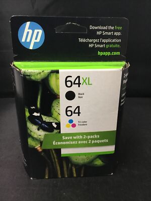 Genuine HP 64 XL Black & 64 Tri-Color Ink Catridges 2 Pack (12-2026 ...