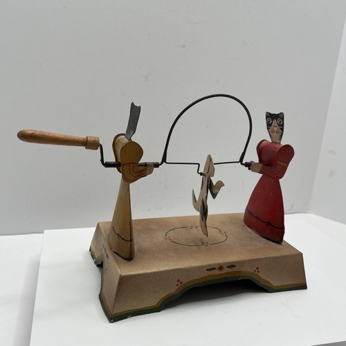 RARE Vintage Tin Mechanical Toy Disguised Cats Jumping Rope w/Dog Good ...