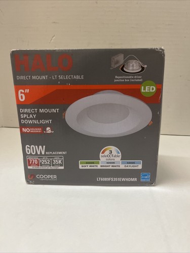 HALO 6” LED DIRECT MOUNT SPLAY DOWNLIGHT SELECTABLE COLOR # ...