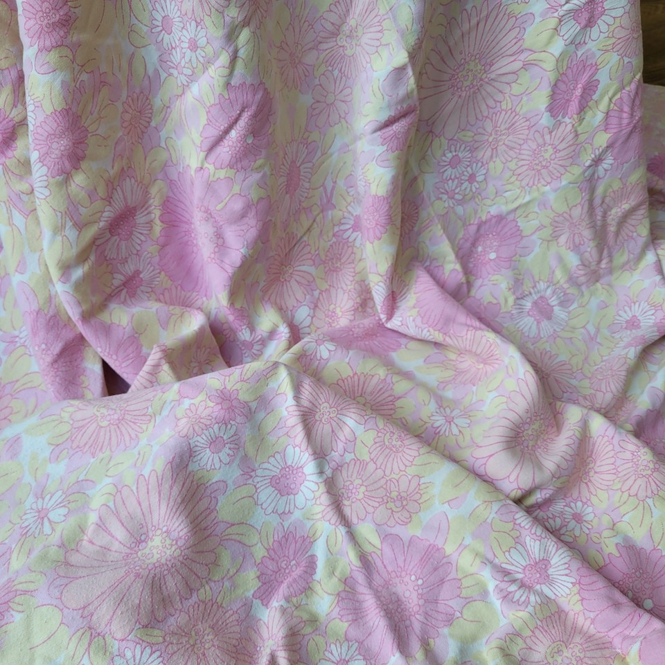 Vintage Pink Flannel Flat Sheet 60s 70s Flower Power St Michael 220cm X ...