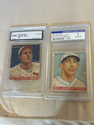 1933 GOUDEY PEPPER MARTIN GMA (AUTH) & WALTER FRENCH PR BASEBALL CARD ...