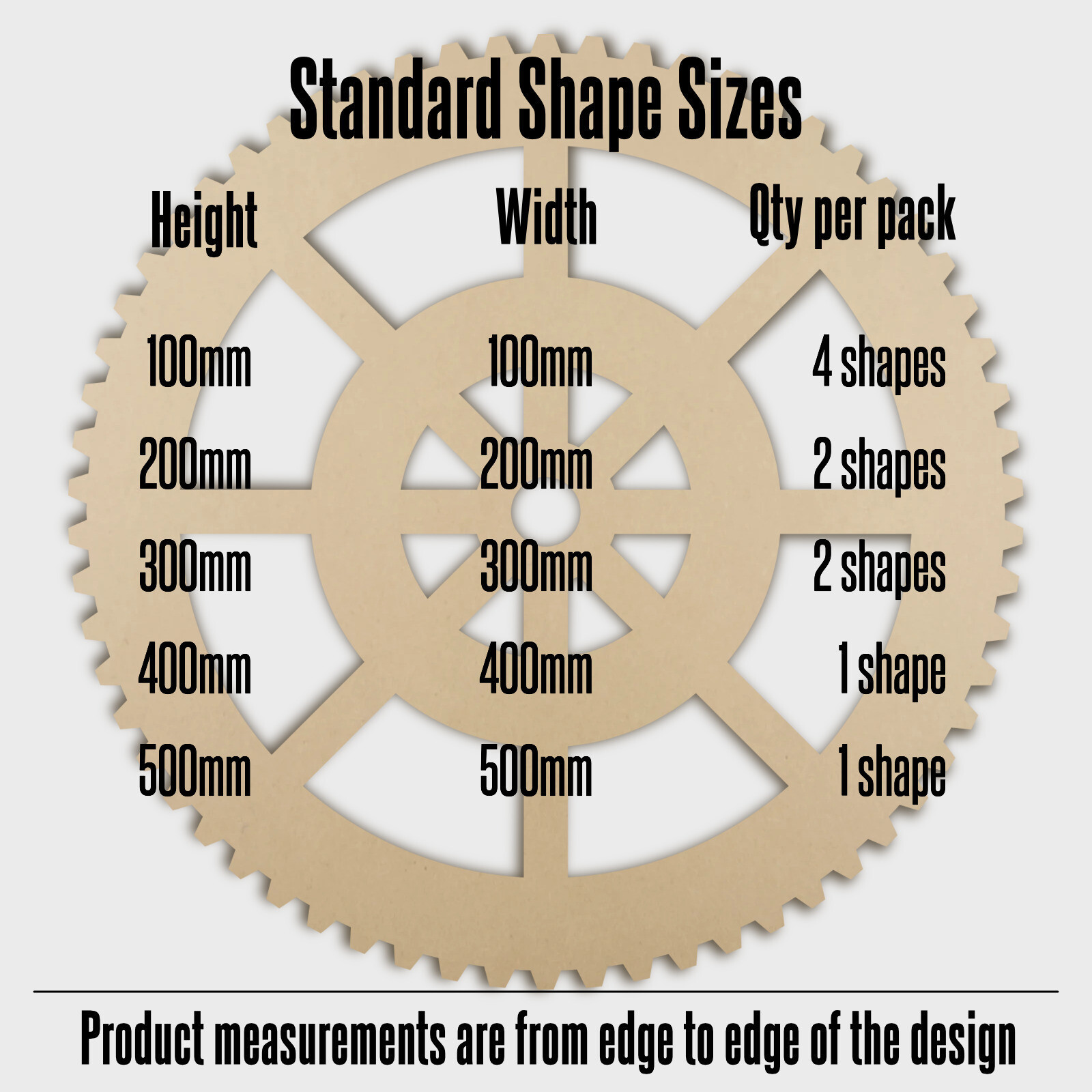 Wooden Gear Shape 100-500mm 3mm MDF - Craft Unpainted - Laser Cut | eBay