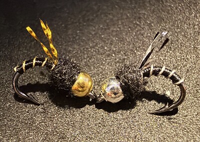 Zebra Midge Nymph Fly Tinsel Flash Wing 2 Colors | eBay