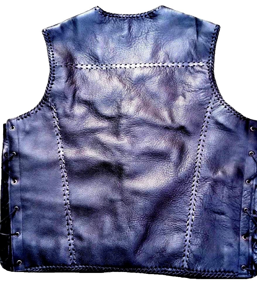 Motorcycle Leather Vest Clips Motorbike Triple Braided 2.5mm Leather ...