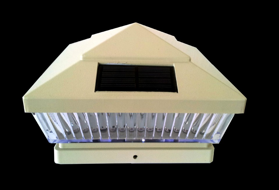 4-Pack Solar WHITE Post Cap LED Lights For 5 X 5 PVC Vinyl or Wood ...