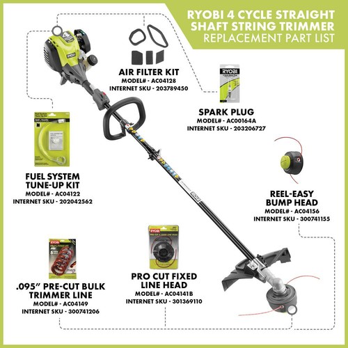 Ryobi RY4CSS 4-Cycle 30cc Attachment Capable Straight Shaft Gas Trimmer ...