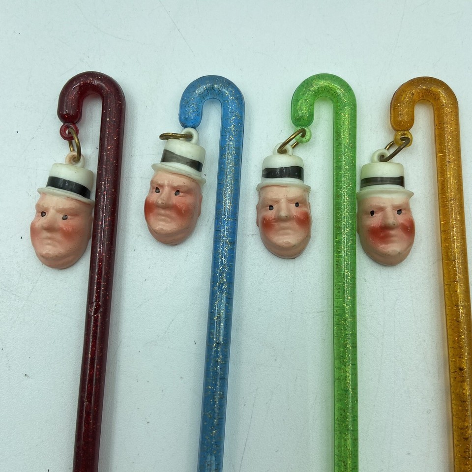 VTG 1950's Whizzle Swizzle 6" Stir Sticks MCM Guys Face Head | eBay