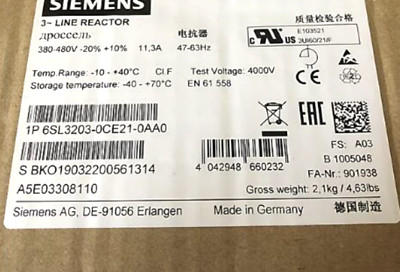 NEW 6SL3203-0CE21-0AA0 / 6SL32030CE210AA0 SIEMENS LINE REACTOR ...