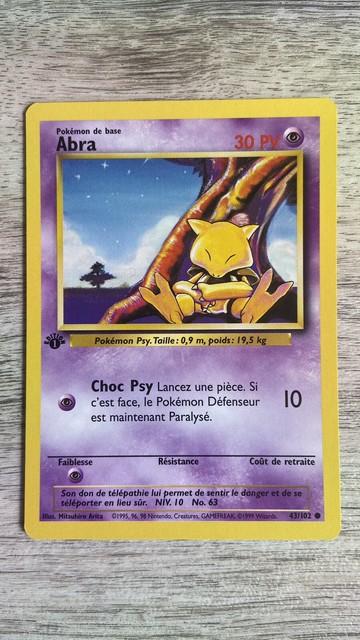 Pokémon TCG Abra Base Set 43/102 Regular 1st Edition Common for sale ...