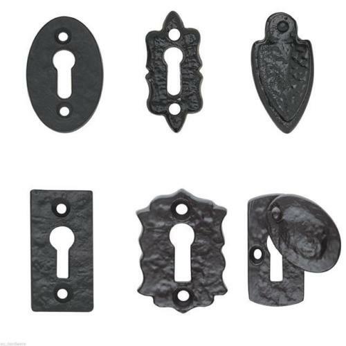 BLACK ANTIQUE CAST IRON KEYHOLE KEY HOLE COVERS ESCUTCHEONS | eBay
