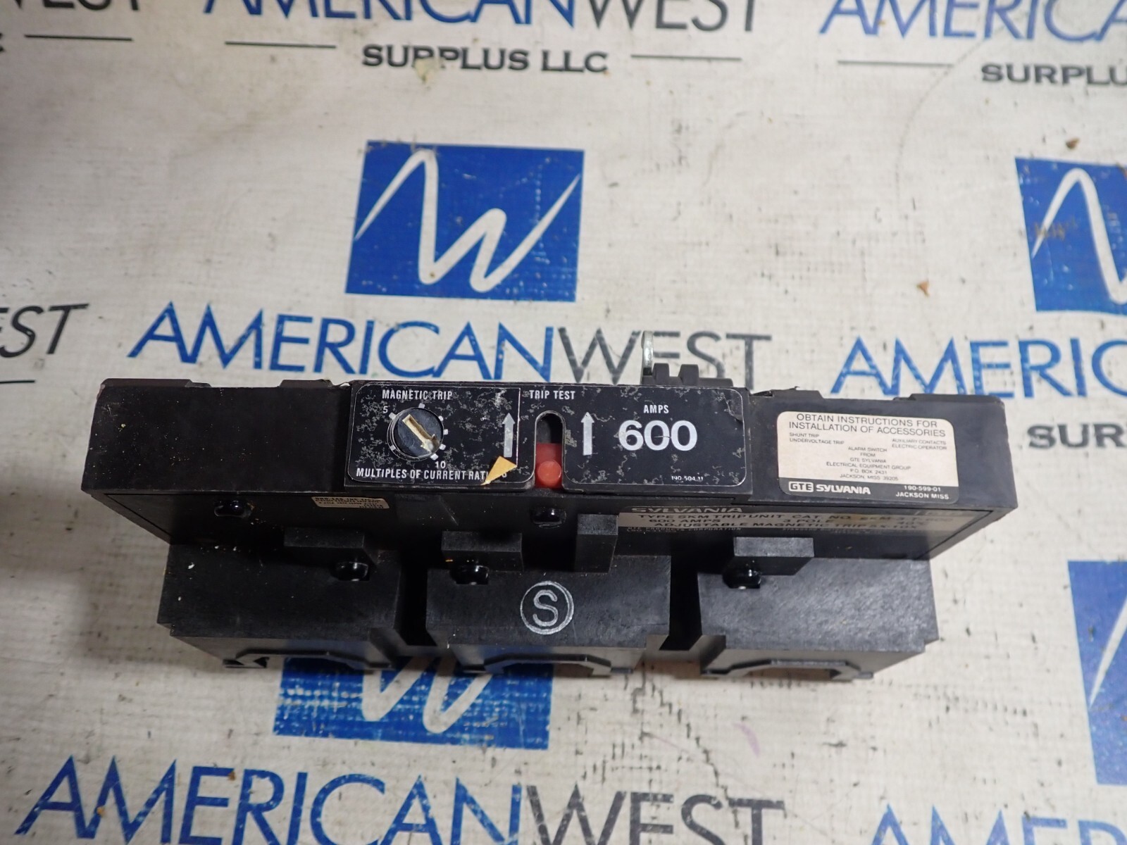 New GTE Sylvania SKM HSKM 3 pole 600 amp Trip Unit for 1200a Frame SKM ...