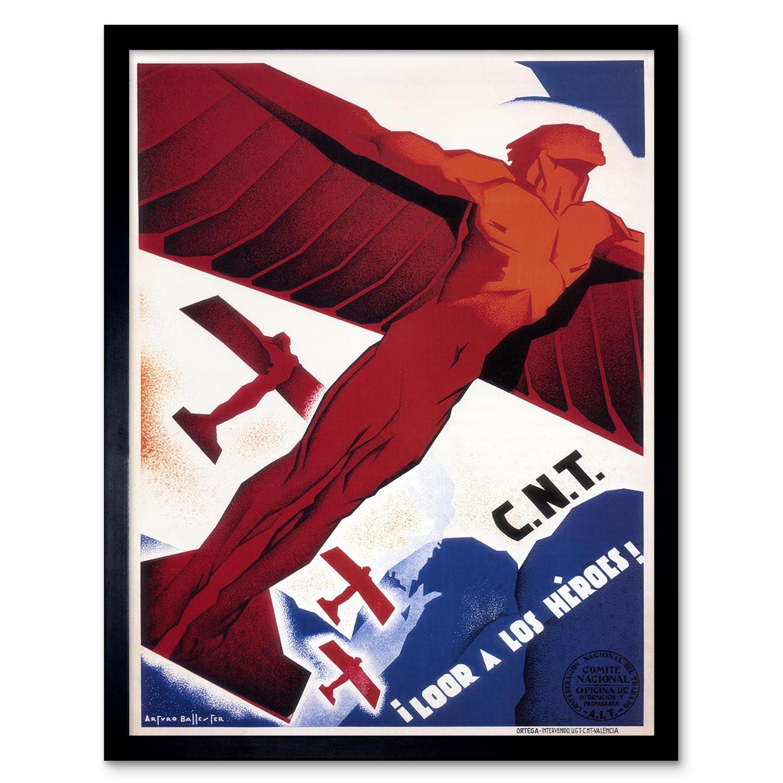 War Spanish Civil Cnt Communist Heroes Spain Vintage Advertising Framed ...