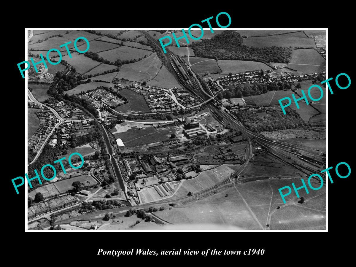 OLD 8x6 HISTORIC PHOTO OF PONTYPOOL WALES AERIEL VIEW OF THE TOWN c1940 ...
