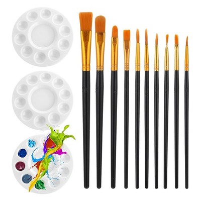 2X(Paint Brush Palette Set 10 Pieces Nylon Craft Acrylic Paint Brushes ...