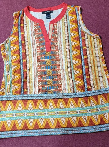 Ashley Stewart Womens Aztec Boho Sleeveless V Neck Colorful Size 18/20 ...