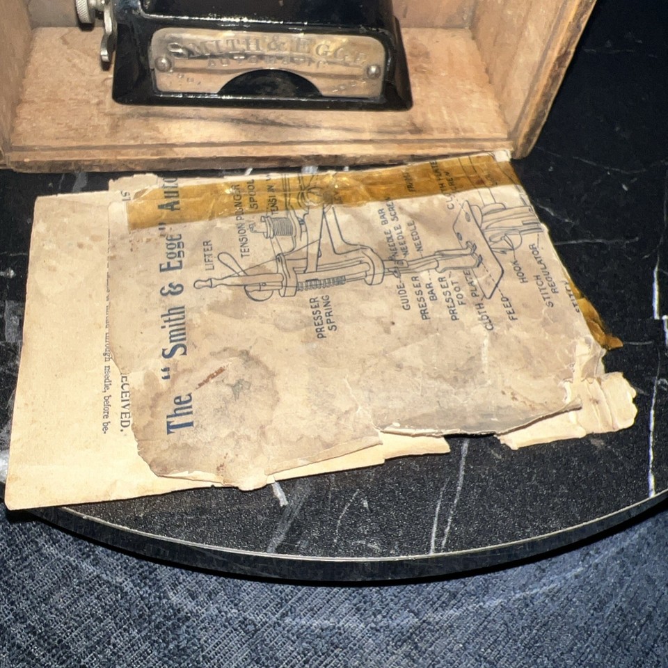 Antique Smith & Egge Peerless Automatic Childs Sewing Machine Cast Iron ...