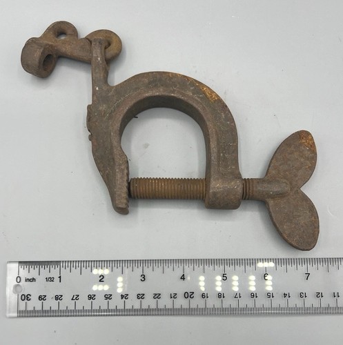 ANTIQUE WHALE TAIL OLD IRON CLAMP AMERICAN FOLK ART SEWING ? QUILTING ...
