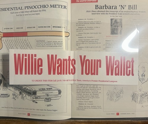 Vintage, Pristine “Slick Times” Political Magazine - Bill And Hillary ...