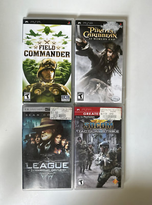 Lot of 4 PSP Games Field Commander SOCOM Pirates Caribbean League of ...