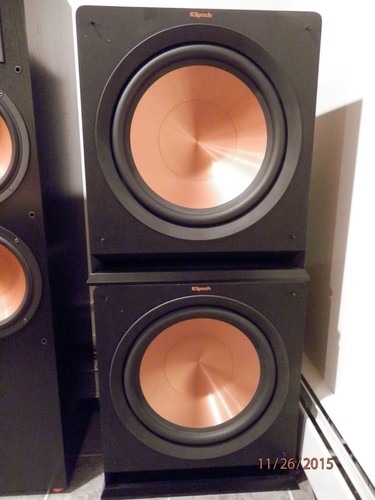 3 Klipsch R-115SW Powered Subwoofers, Brushed Black Polymer Veneer ...
