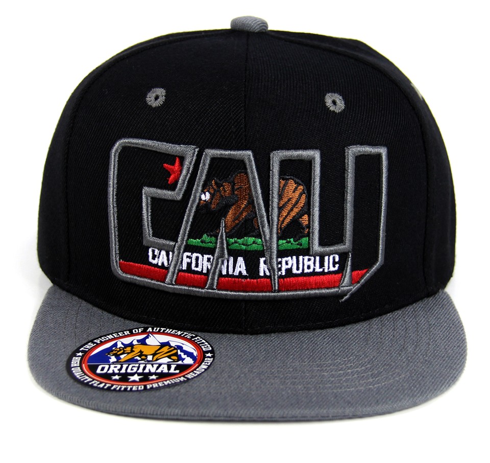 California Republic Hat Cap CALI Classic Bear Snapback Flat Bill ...