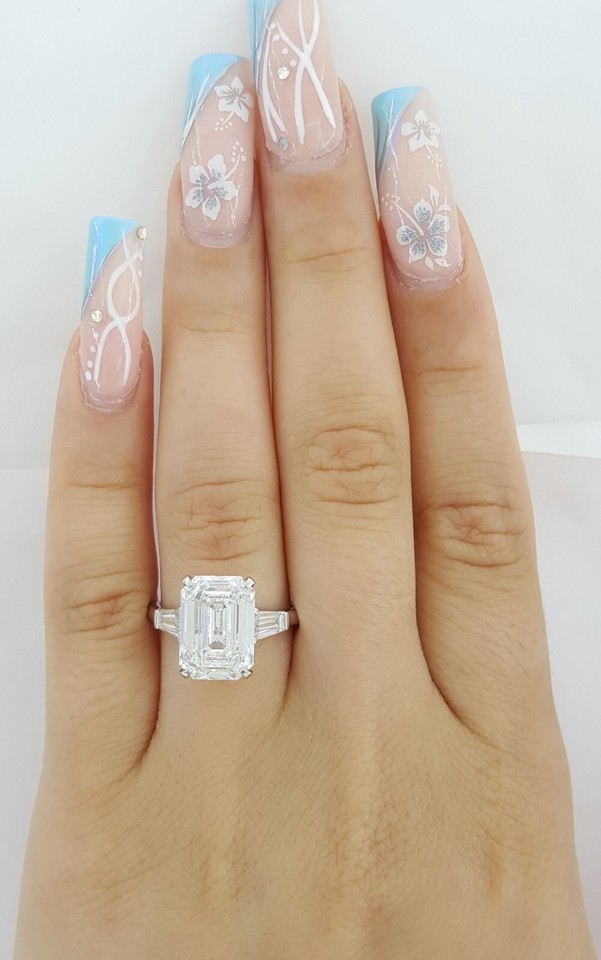 Graff Promise Emerald Cut Diamond 3-Stone Engagement Ring 5.91 ct ...