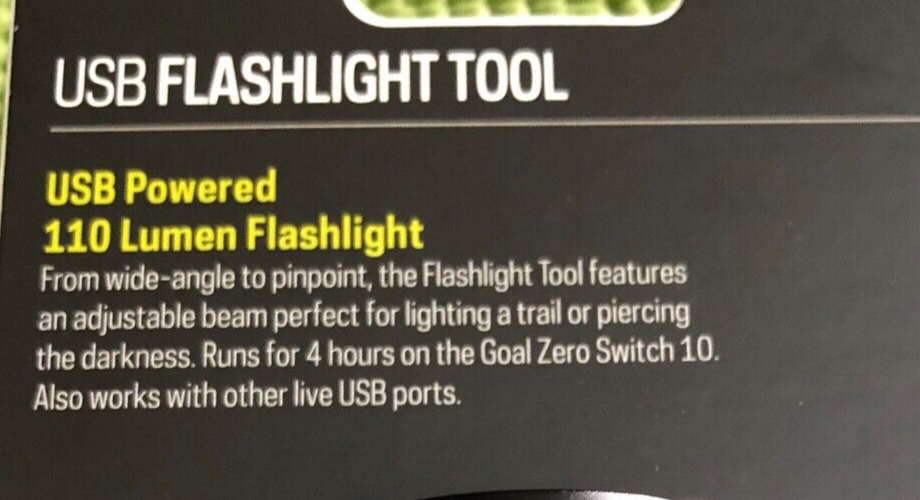 Goal Zero USB Flashlight Tool USB Powered 110 Lumens # 96018 | eBay