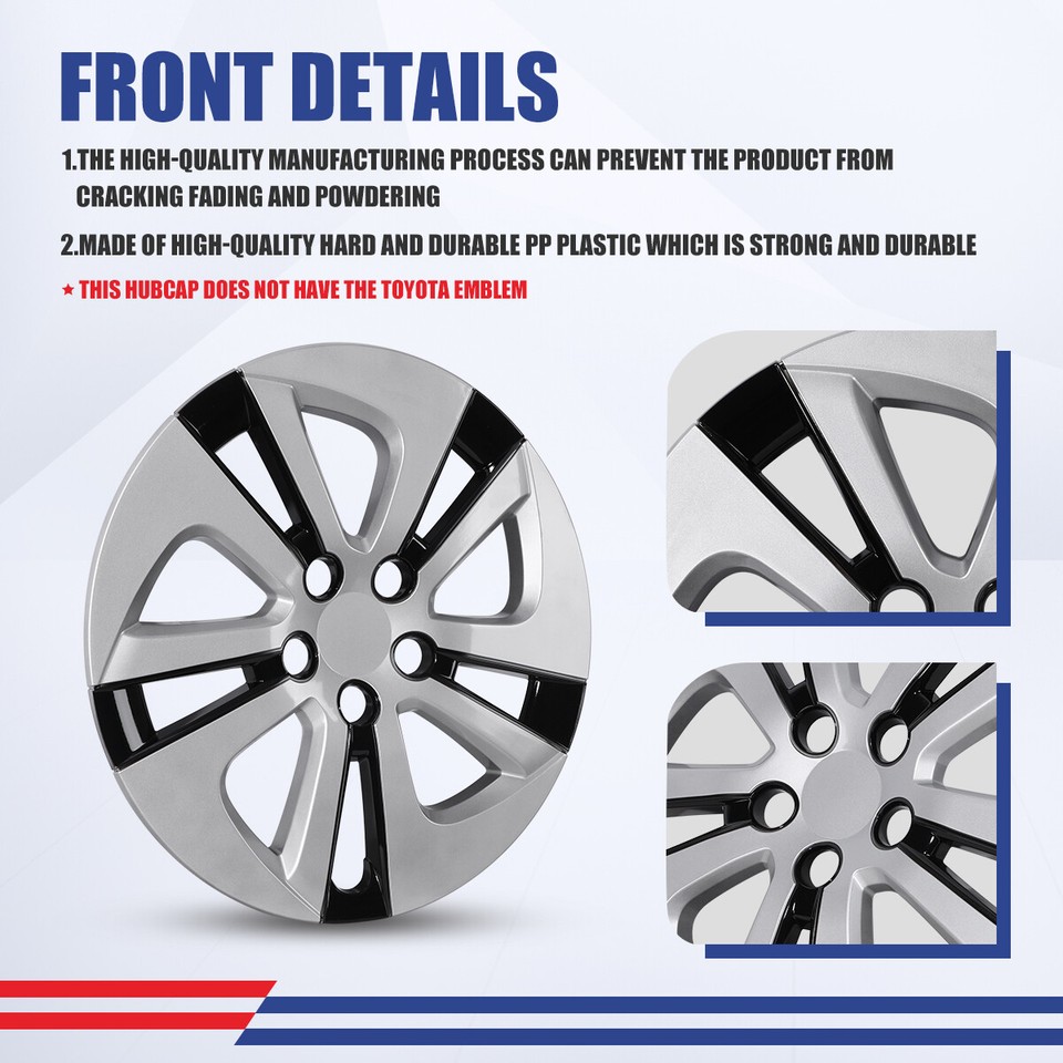 4PCS 15" Wheel Cover Fits 2016-2022 Toyota Prius Hub Caps Full Rim Snap ...