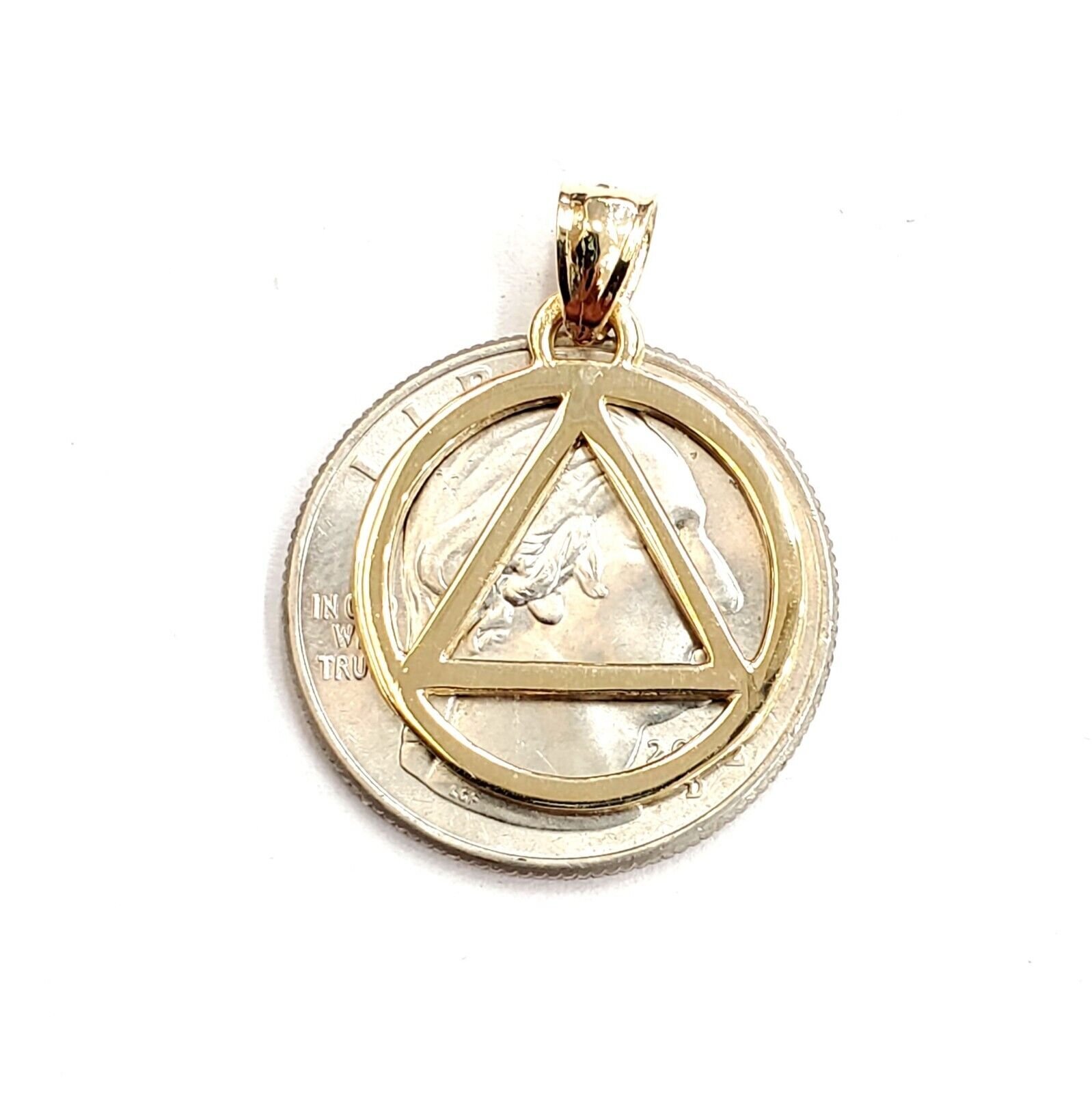 New 14k yellow Gold Alcoholics Anonymous circle triangle AA Symbol ...