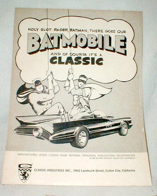 Classic Mfg Batmobile Slot Car Ad & Pic of Real 1/24 Car Vintage 1960's ...