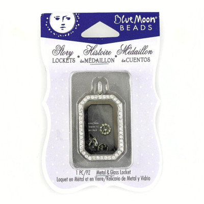 Blue Moon Beads Story Lockets RECTANGLE Rhinestone Locket - SILVER | eBay