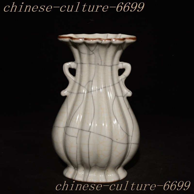 7"old China Ming Dynasty ge Kiln porcelain Gourd Zun Cup Bottle Pot ...