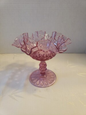 Fenton Glass Colonial Pink Compote | eBay