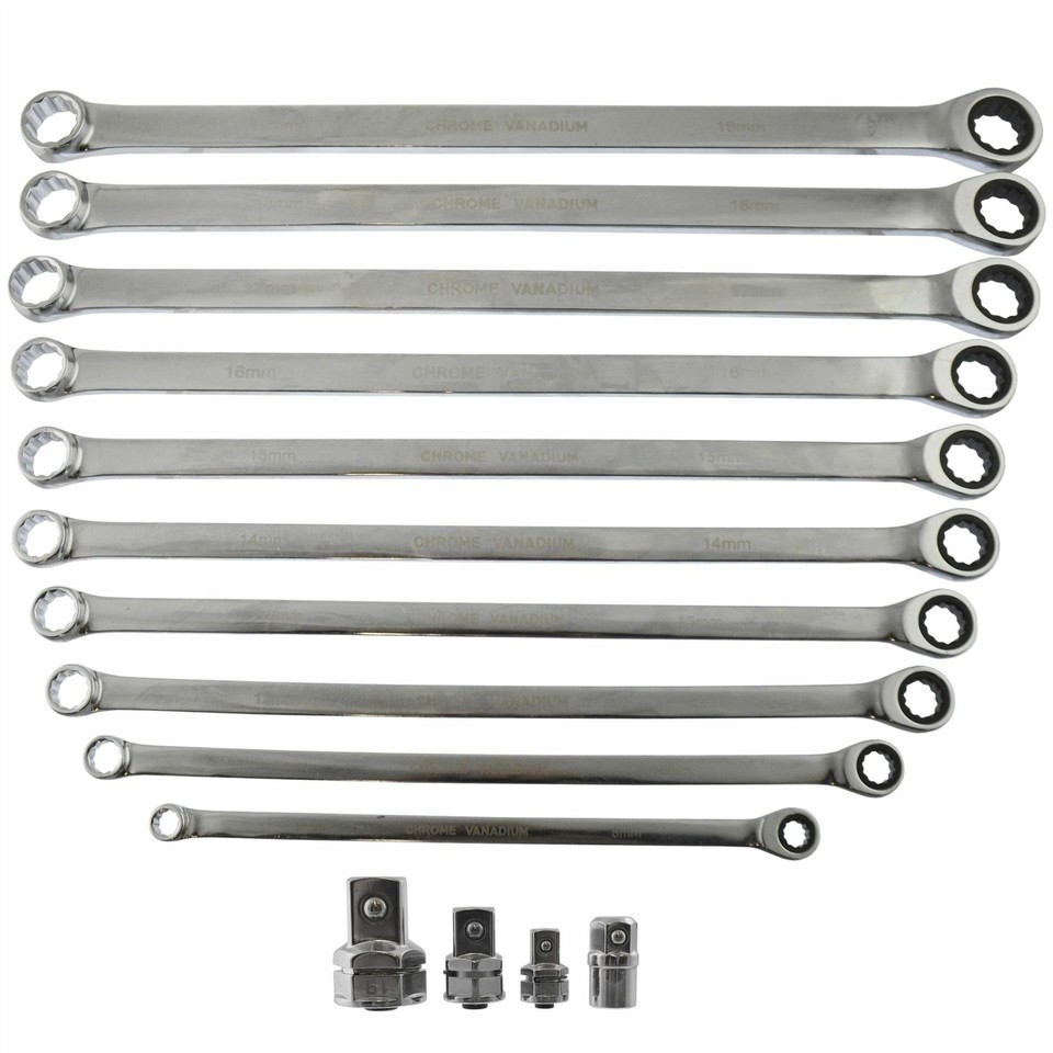 Metric extra long ratchet spanner double ended 8mm - 19mm socket ...