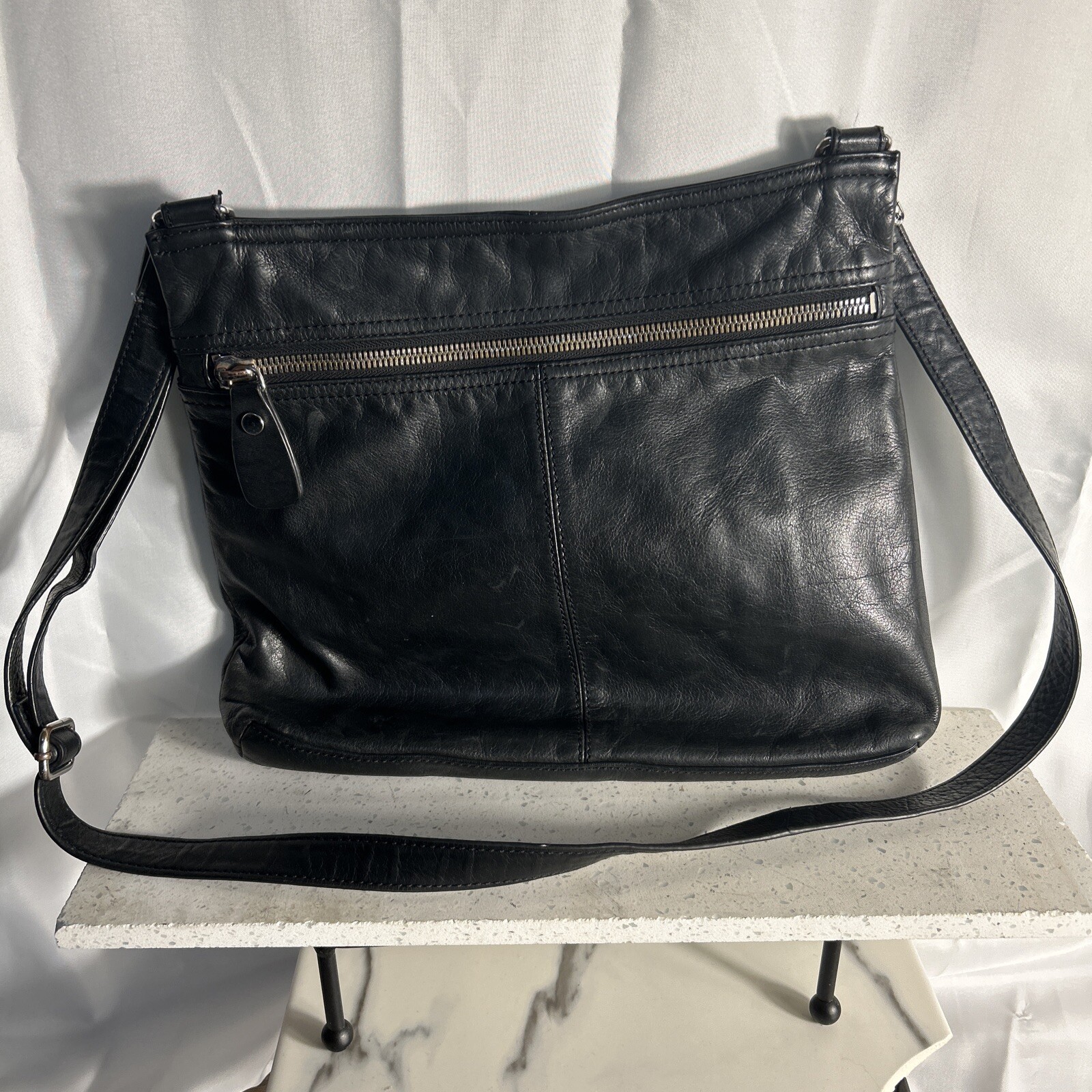 Margot New York Black Soft Leather Crossbody Shoulder Messenger Bag ...