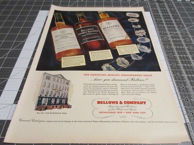 Bellows Bourbon Whiskey Magazine Print Ad Vintage 1952 Liquor Drink ...