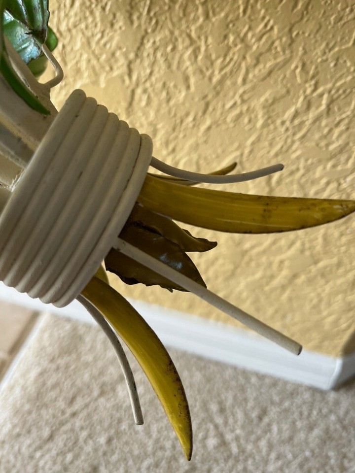 Vintage Italian Metal Tole Floral Hanging Ceiling Light Fixture ~ 4 ...