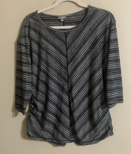 T by Talbots black 3/4 sleeve top S ruched sides | eBay