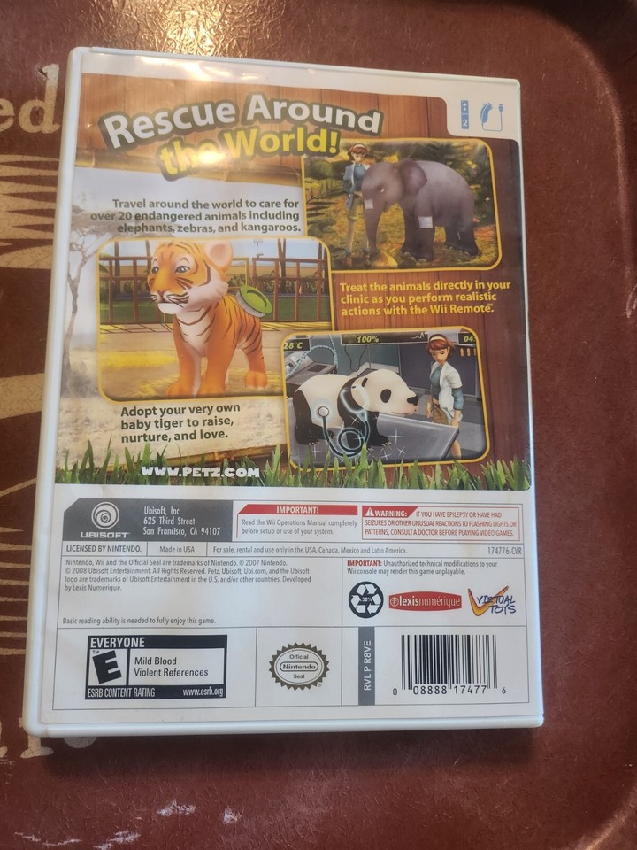 Petz Rescue Wildlife Vet - Nintendo Wii - Video Game - VERY GOOD ...