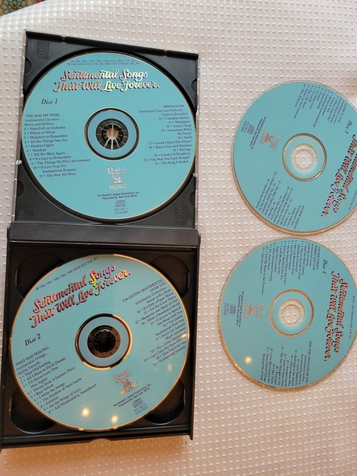 Reader's Digest Music Sentimental Songs That Will Live Forever 4-CD Set ...