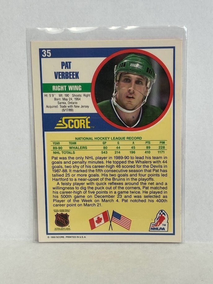 Pat Verbeek 1990-91 Score Hockey Autograph Card # 35 | eBay
