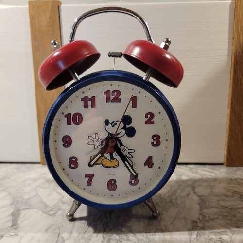 Vintage Disney Mickey Mouse Alarm Clock Blue and Red | eBay