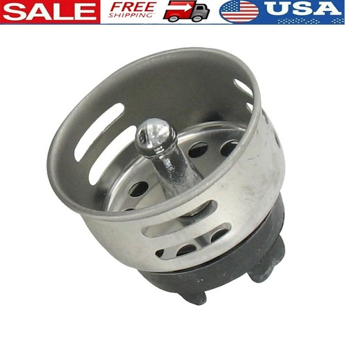 Stainless Steel Sink Strainer Basket Threaded Drain Stopper Kitchen Use ...