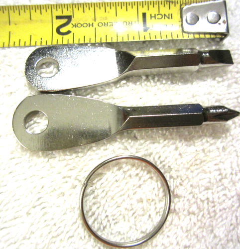 2 lot,new,Screwdriver Key Chain Philips Head,straight Flat tool,silver ...