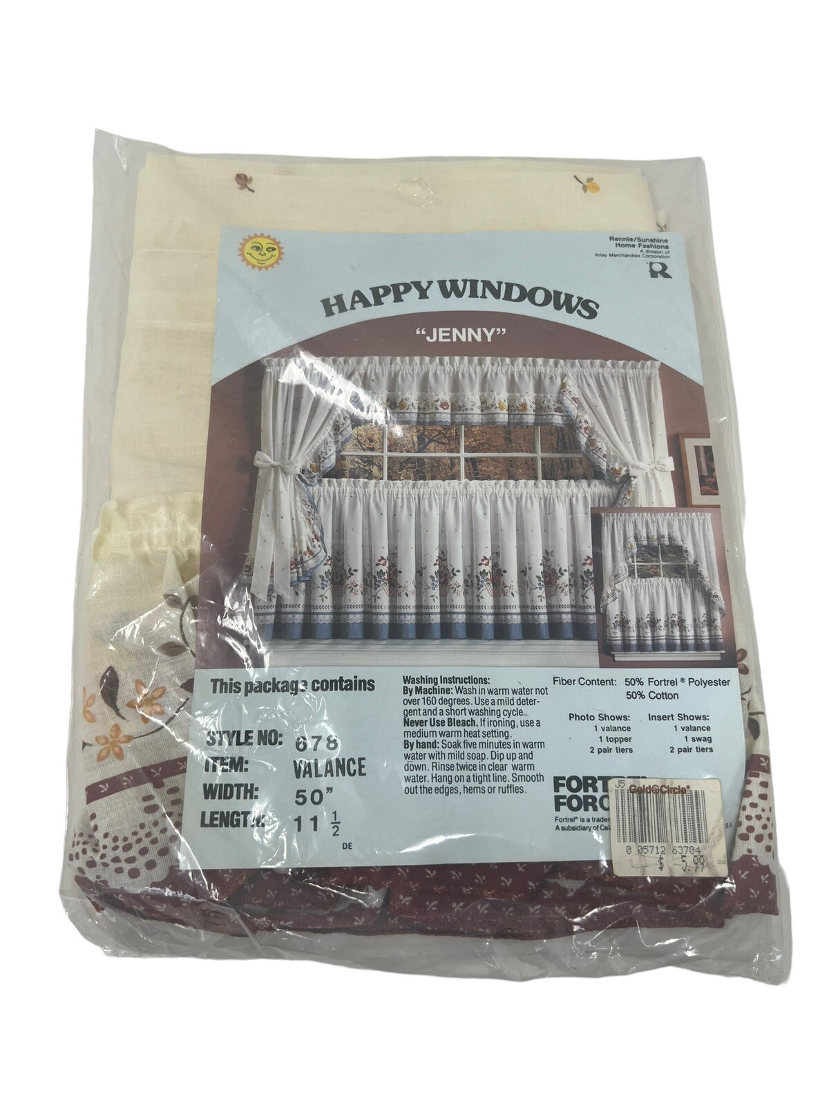 Vintage Happy Windows JENNY 678 VALANCE Fortrel Rennie Sunshine NEW NOS ...