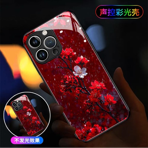 Induction Flower LED Flash Light up Phone Case Cover for iPhone 16 15 ...